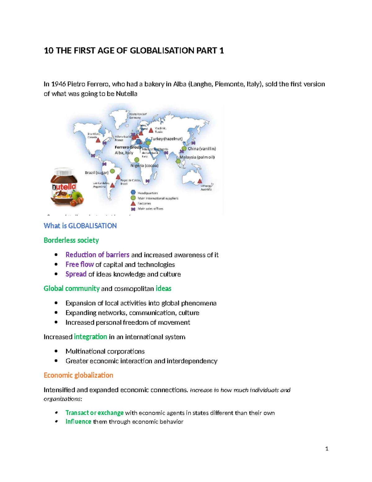 10 THE First AGE OF Globalisation - 10 THE FIRST AGE OF GLOBALISATION ...