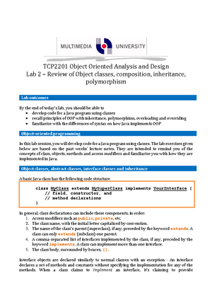 341535 Lab 01 IO and control structures revision - TCP2201 Object Oriented Analysis and Design ...