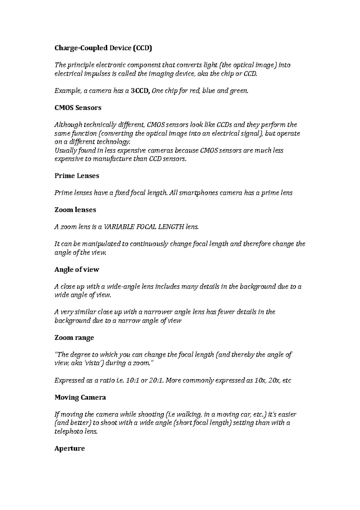 Lens and how important it is - Charge-Coupled Device (CCD) The ...