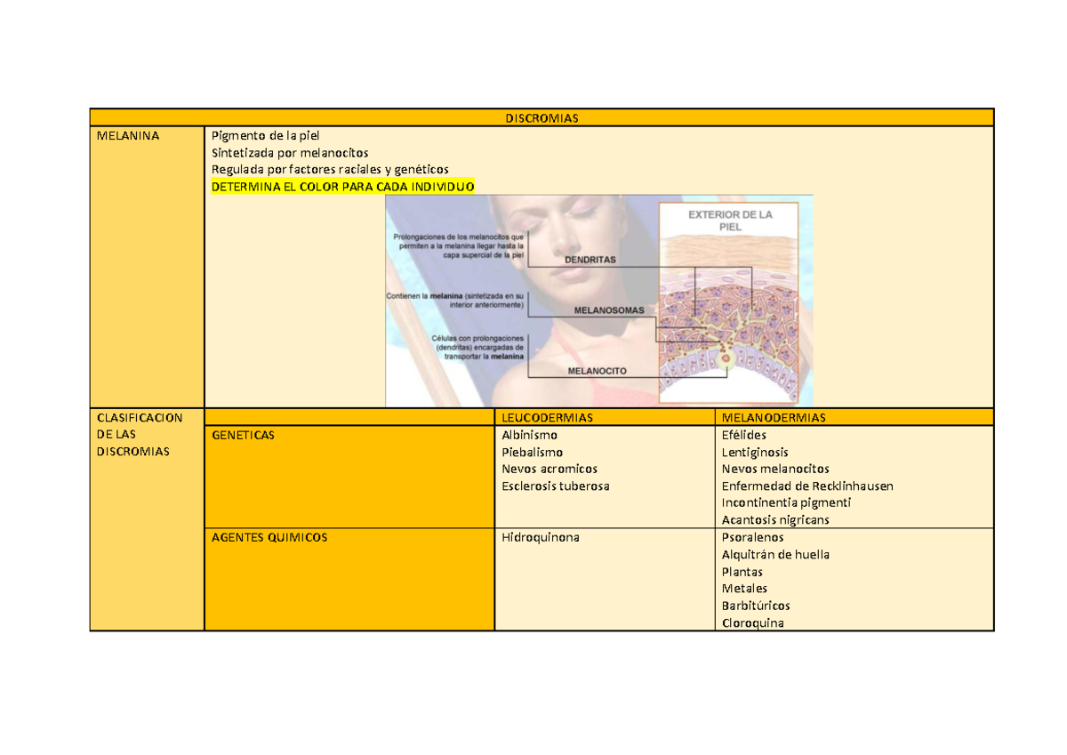 Discromias-1 - Discromías apuntes dermatología - DISCROMIAS MELANINA ...