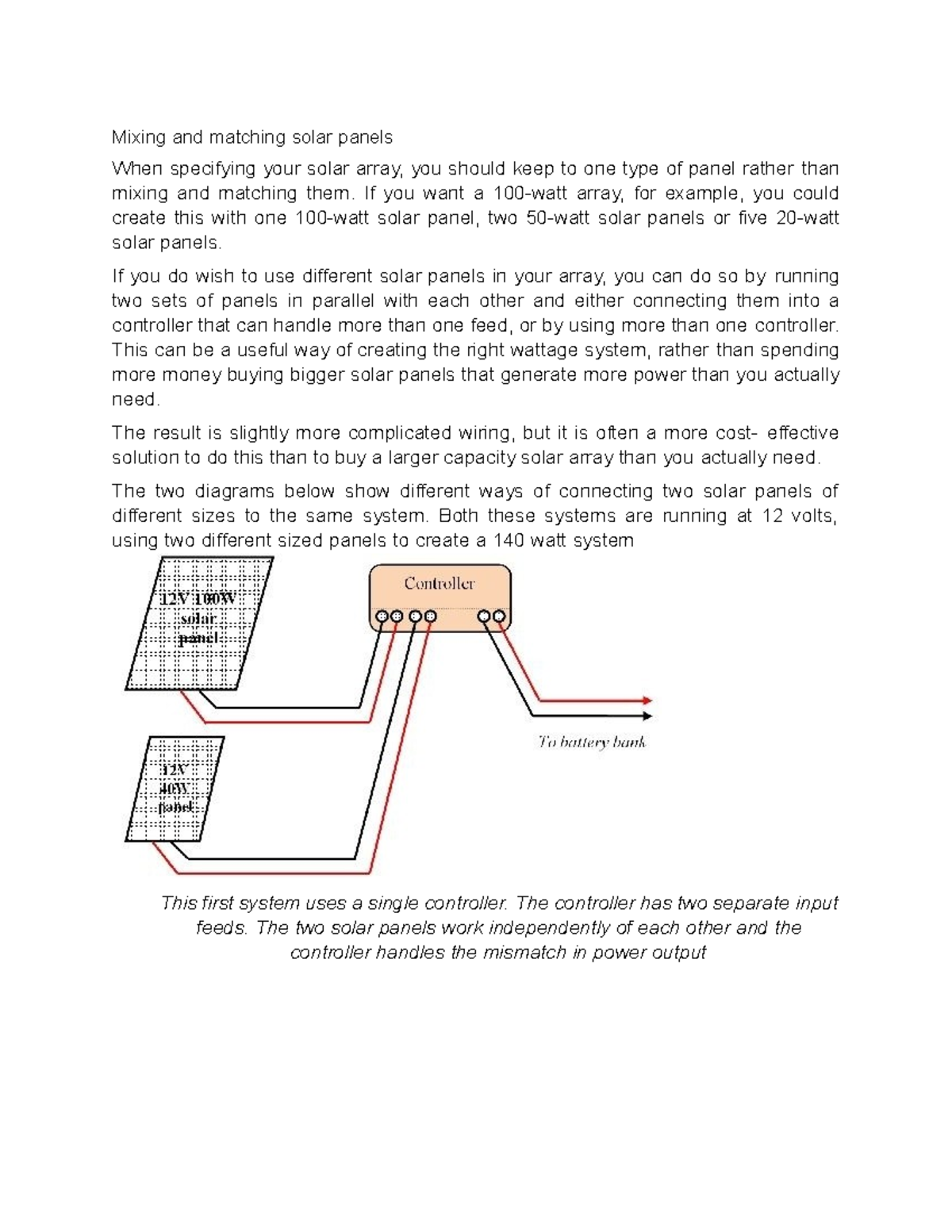 Mixing and matching solar panels - If you want a 100-watt array, for ...