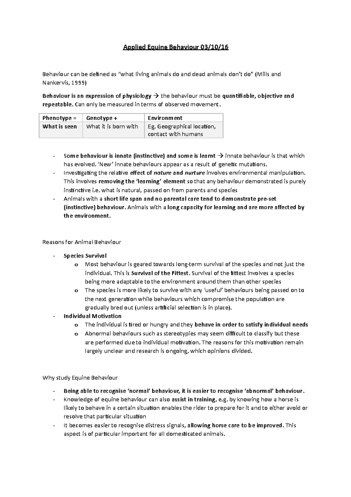Applied Equine Behaviour - Introduction Lecture and Background on ...