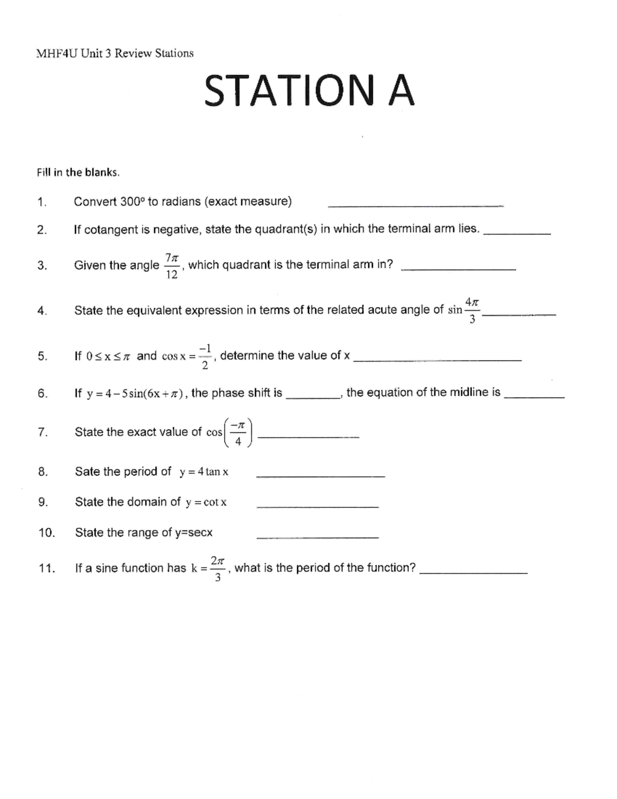 Unit 3 Review Stations with Solutions - Studocu
