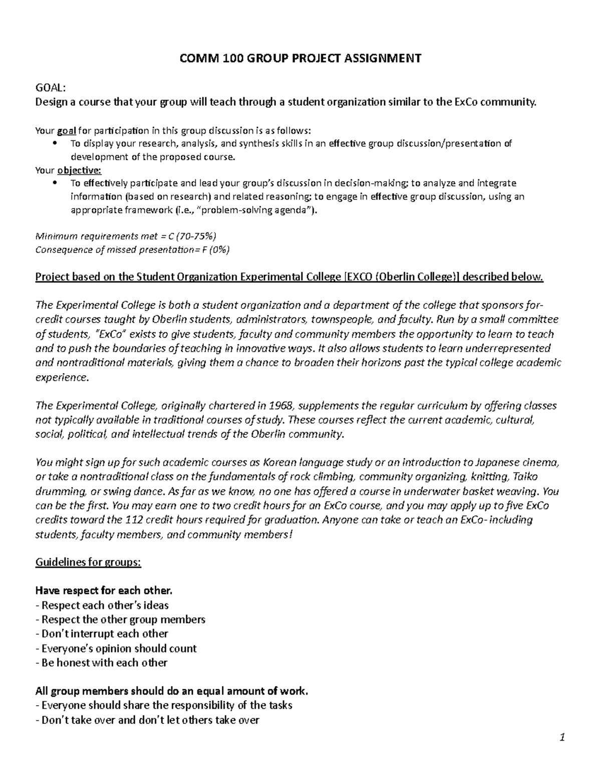 Group+project+EXCO - Final group poject - COMM 100 GROUP PROJECT ...