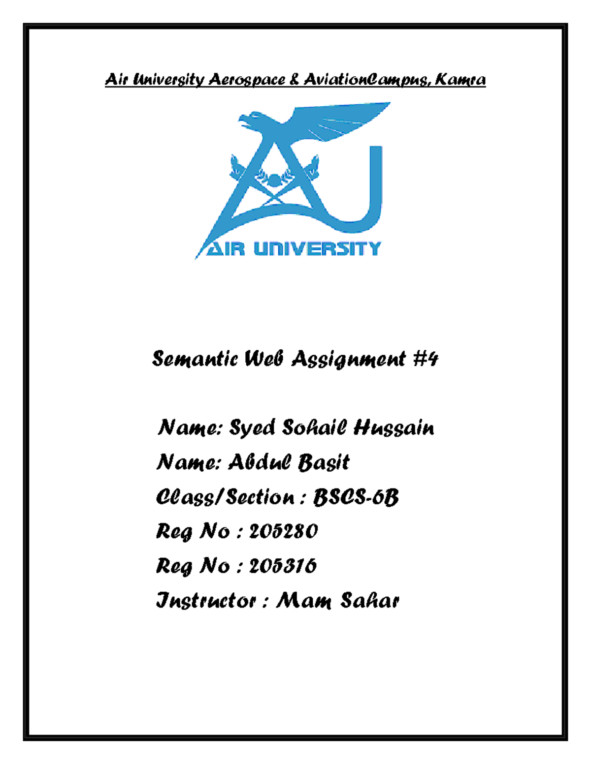 SW Assign 4 - Air University Aerospace & AviationCampus, Kamra Semantic Web Assignment Name ...