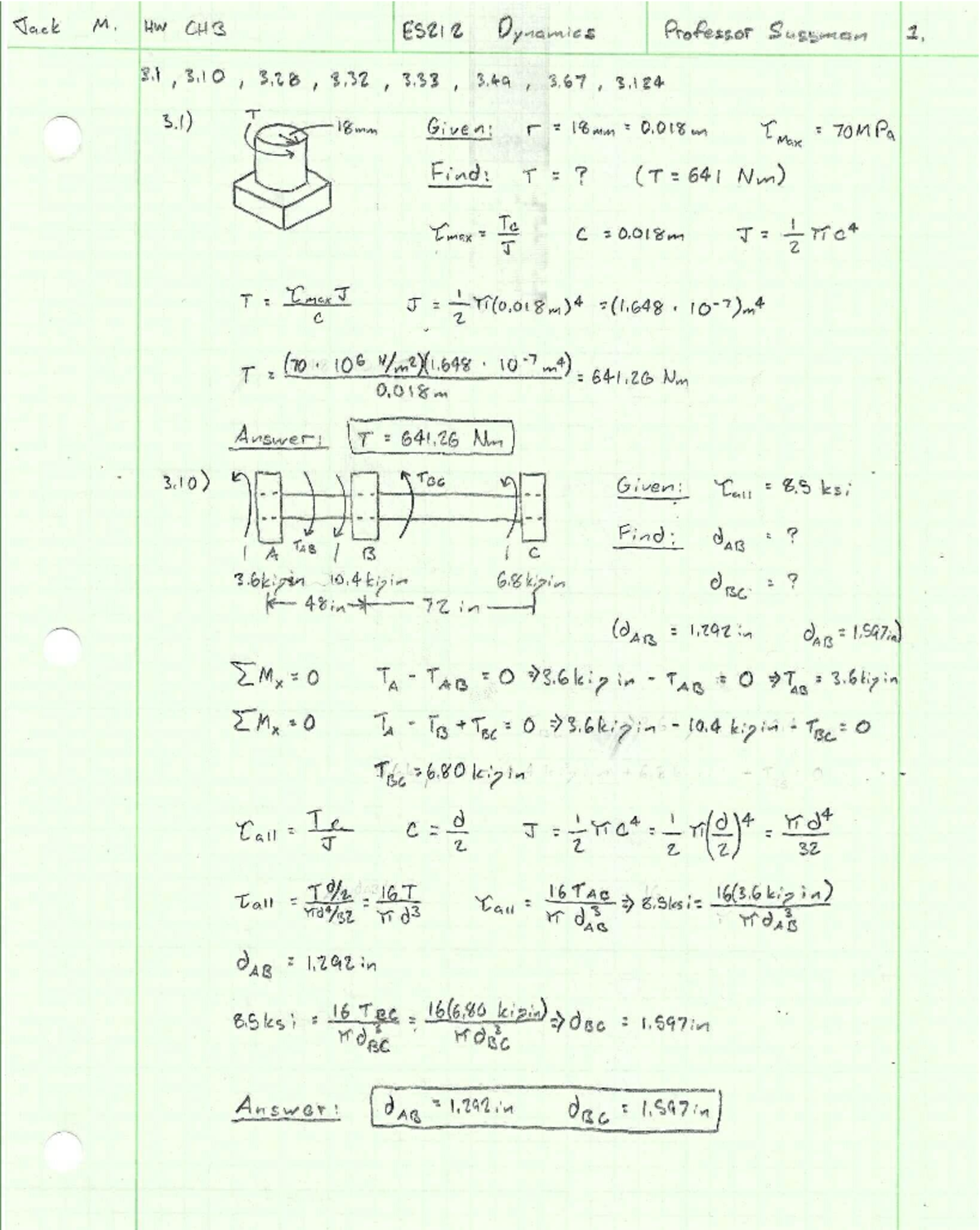 Beer and Johnston. Mechanics of Materials. 8th Edition. McGraw-Hill. Chapter 3 Practice Problems ...