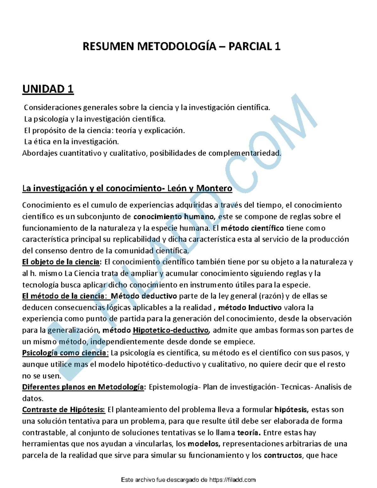 Resumen Metodología. parcial 1 - Warning: TT: undefined function: 32 Warning: TT: undefined ...