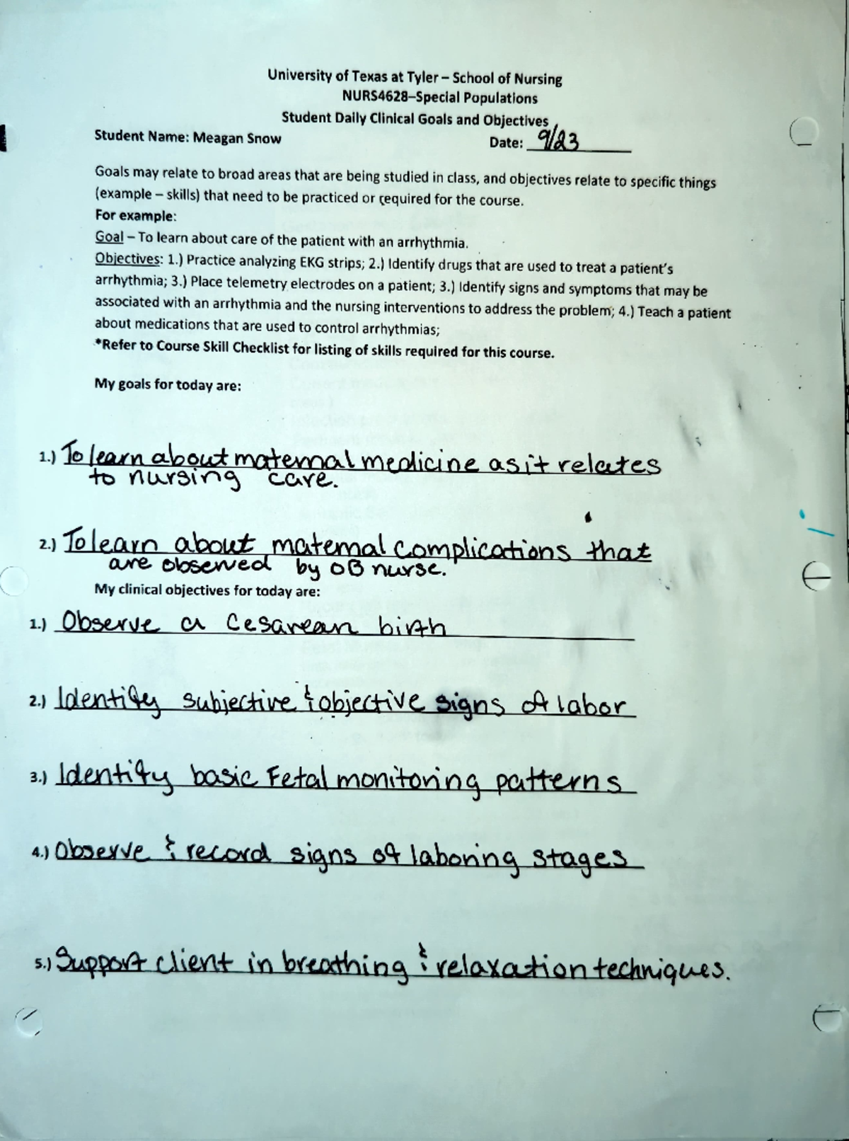 Ob - Lecture notes - University of Texas at Tyler - School of Nursing ...