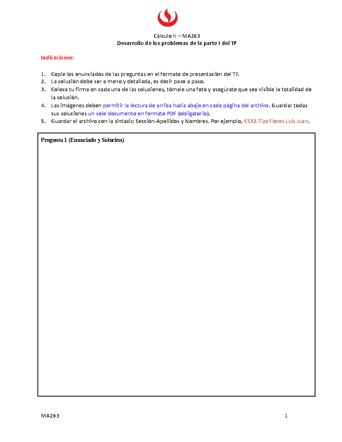 MA263 Plantilla - Desarrollo de la parte I del TF (1) - Cálculo II – MA Desarrollo de los ...