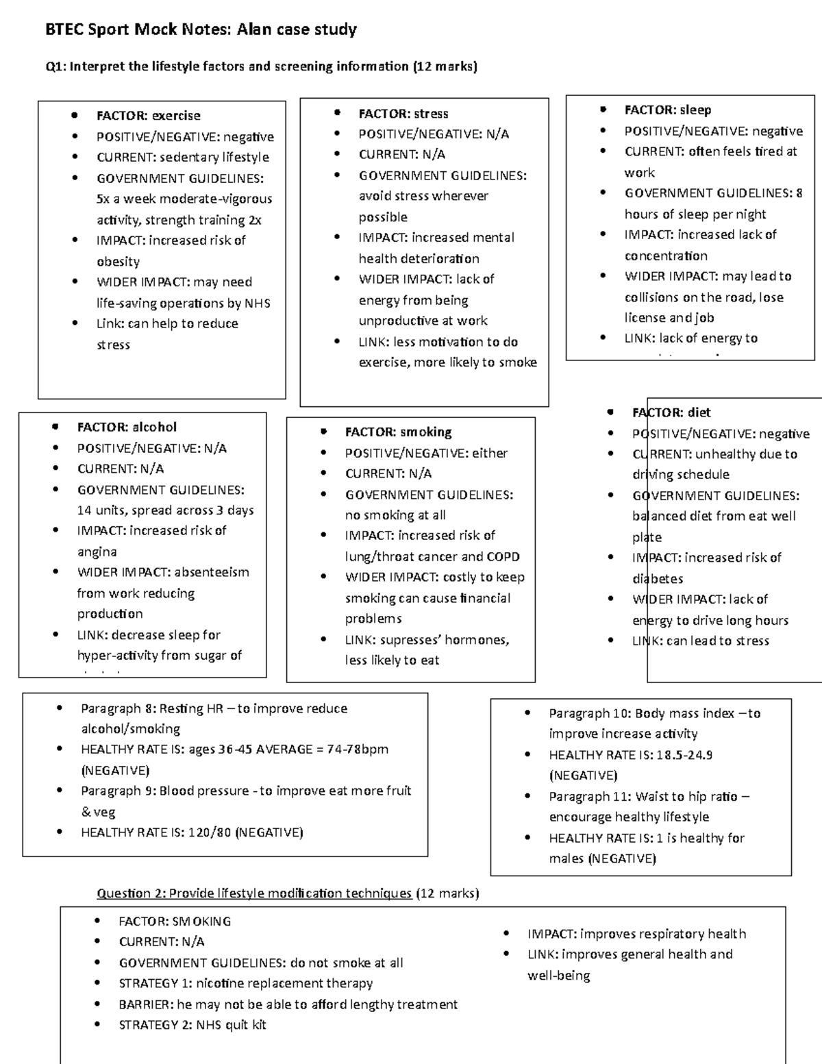Alan mock notes - Pa Question 2: Provide lifestyle modification ...