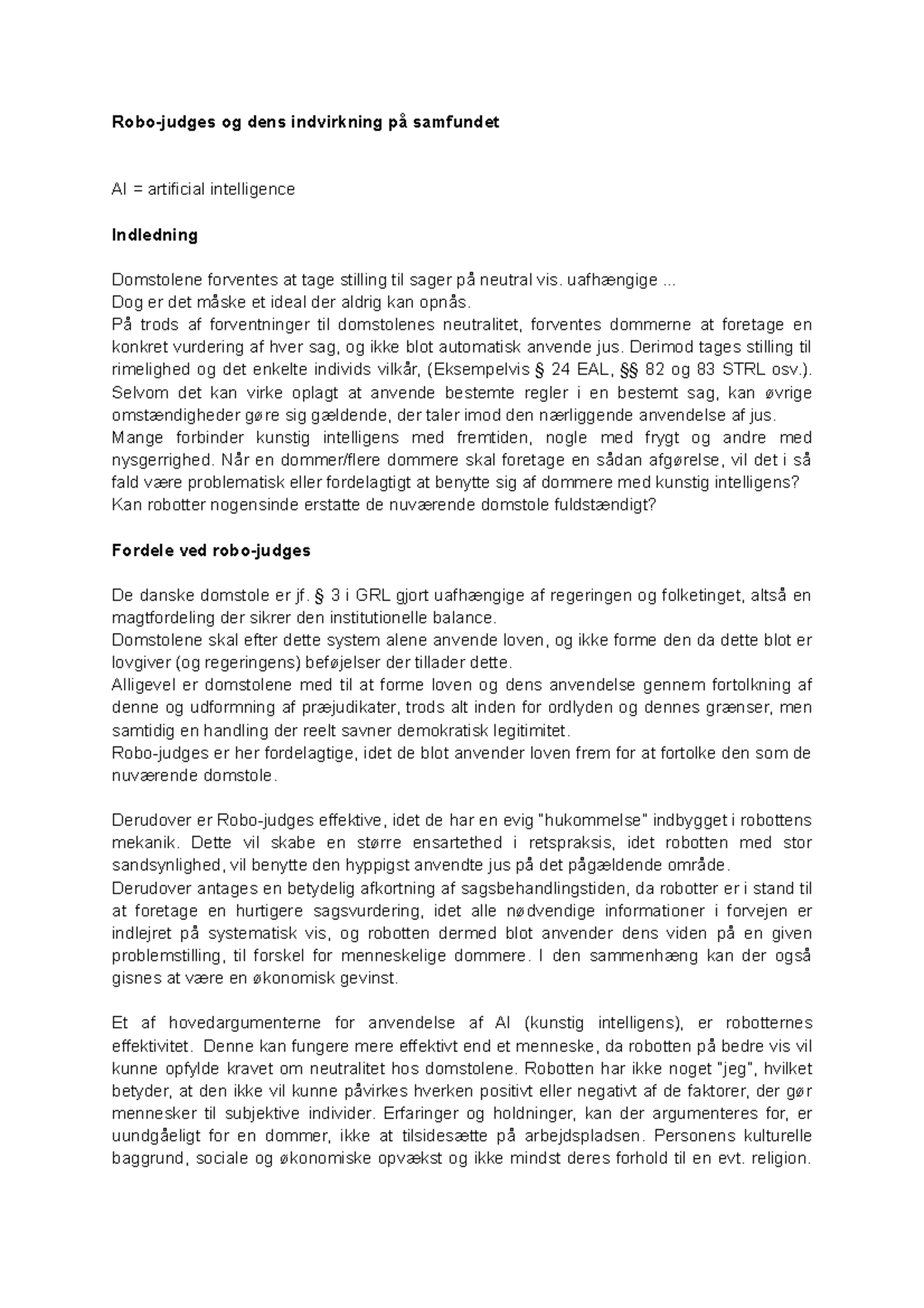 Seminar 10 ROBO-judges ny - Robo-judges og dens indvirkning på ...