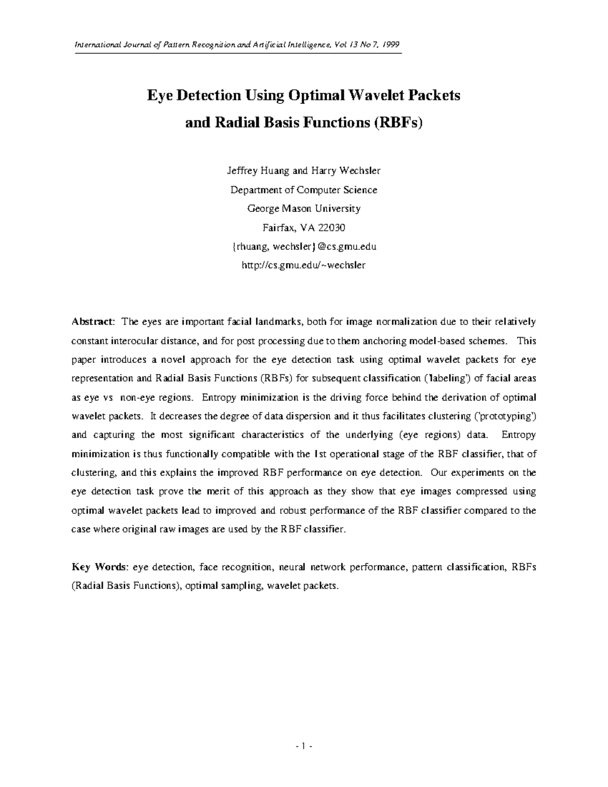 Eye5 - nil - Eye Detection Using Optimal Wavelet Packets and Radial Basis Functions (RBFs ...