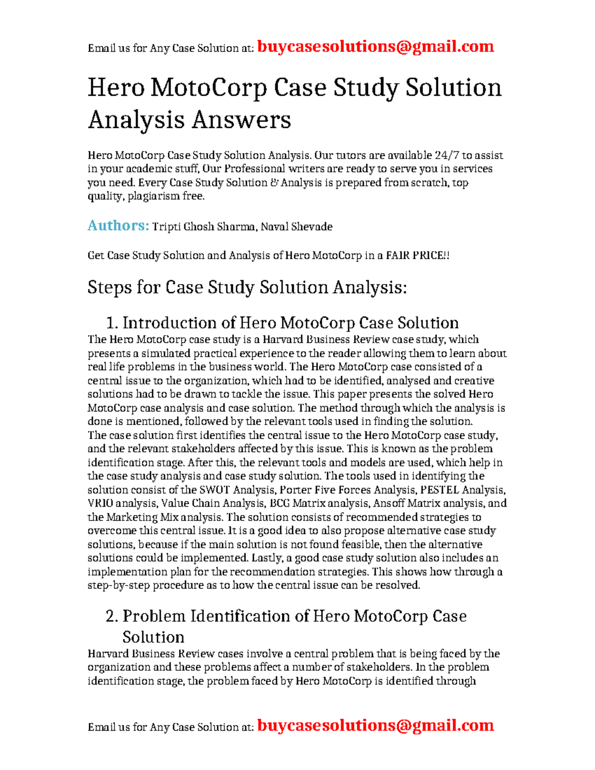 Hero MotoCorp Case Study Solution Analysis - Our tutors are available ...