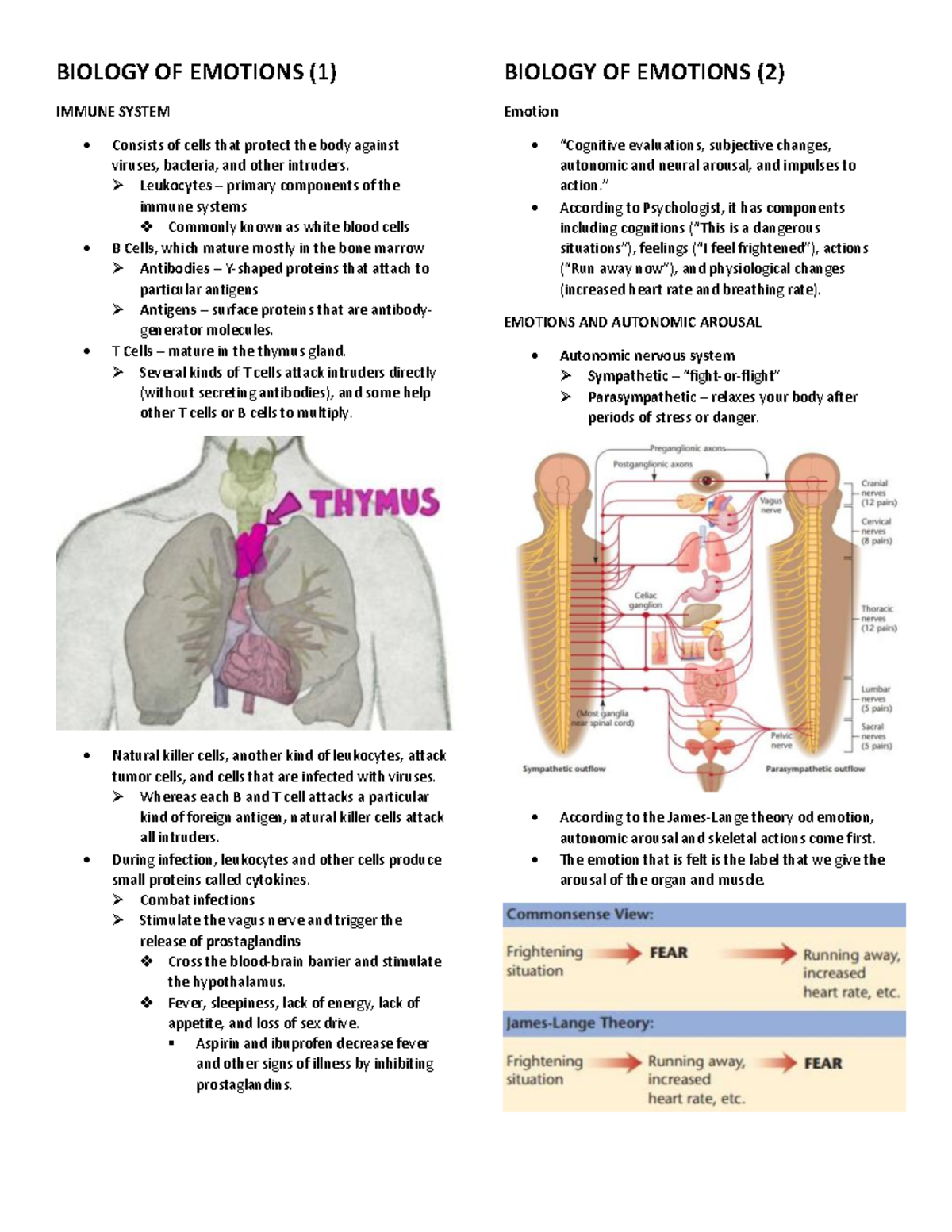 Physio- Finals - Reviewer - BIOLOGY OF EMOTIONS (1) IMMUNE SYSTEM ...