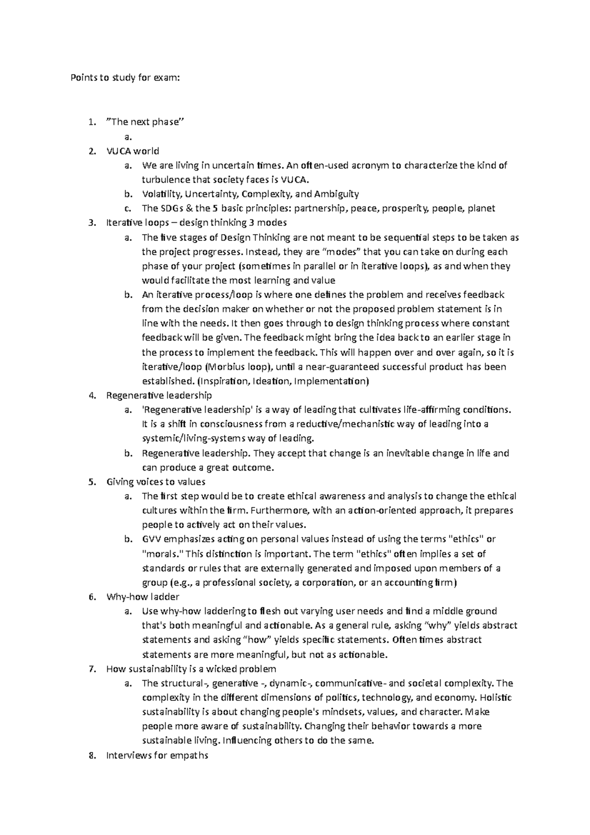 Exam prep - Notes from the final lecture - Points to study for exam ...