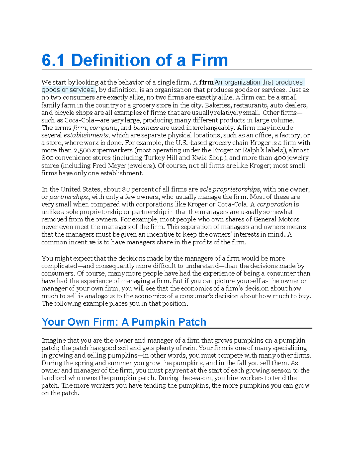 6.1 Definition of a Firm - 6 Definition of a Firm We start by looking ...