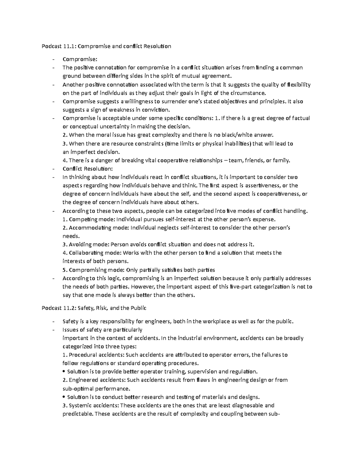 Lesson 11 Notes - Podcast 11: Compromise and conflict Resolution ...