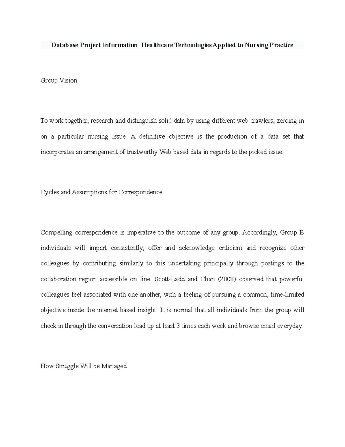 Database Project Information Healthcare Technologies Applied to Nursing ...