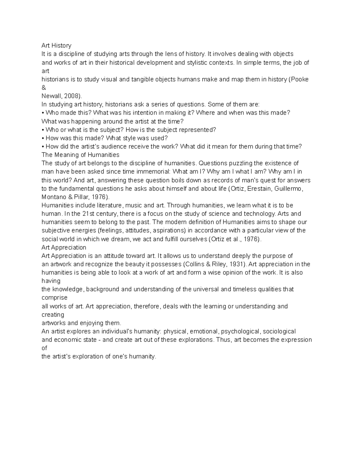 Arts 13 Art History - Art appreciation lecture - Art History It is a ...