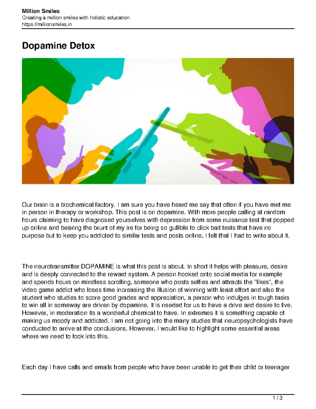 Dopamine-detox - Million Smiles Creating a million smiles with holistic ...
