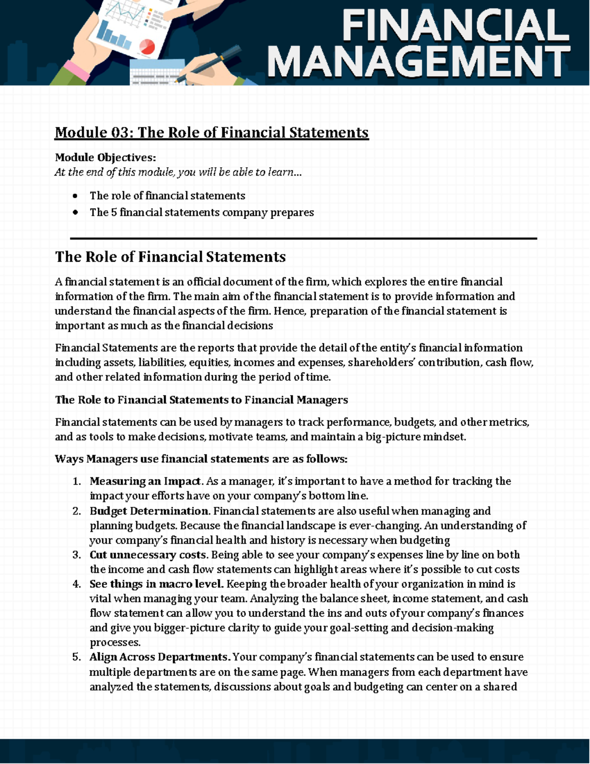 (03) Module 03 Financial Statements_Financial statements - Module 03 ...