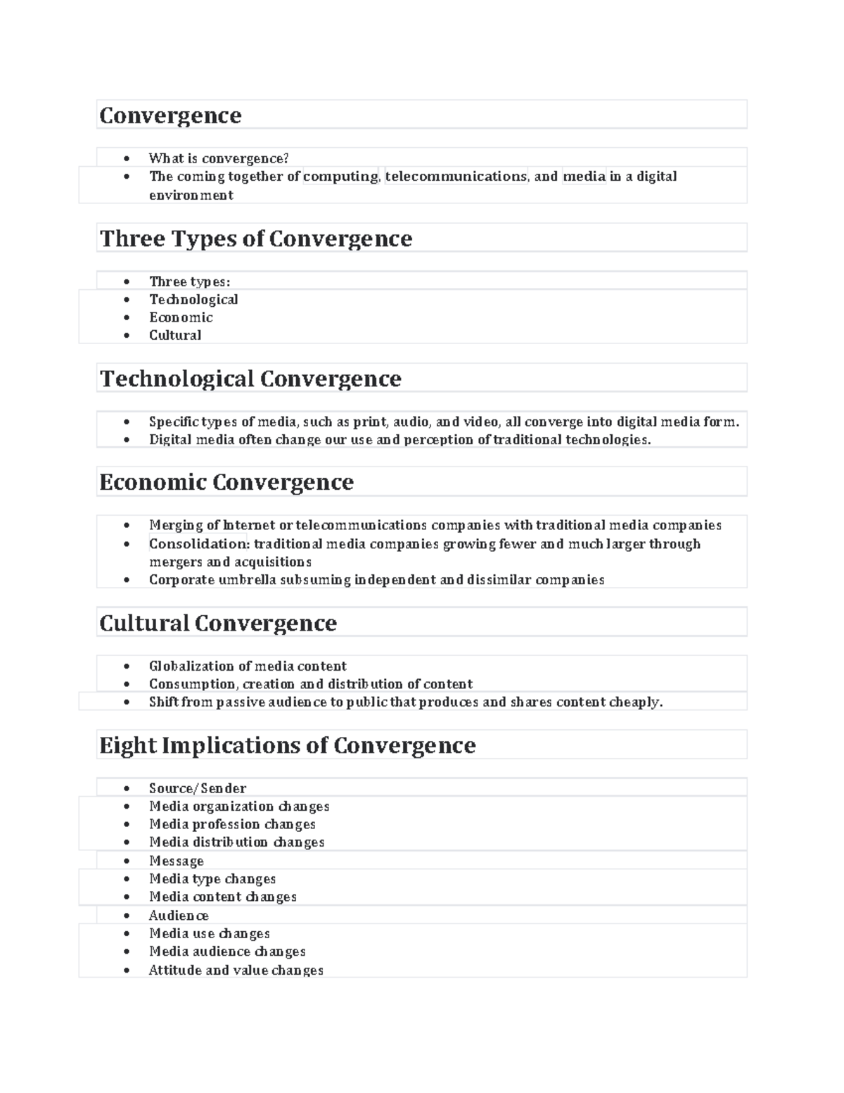 Unit One: Chapter One - Convergence What is convergence? The coming ...