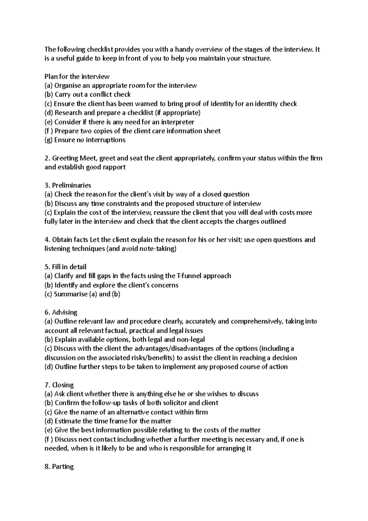 Interview checklist - The following checklist provides you with a handy ...