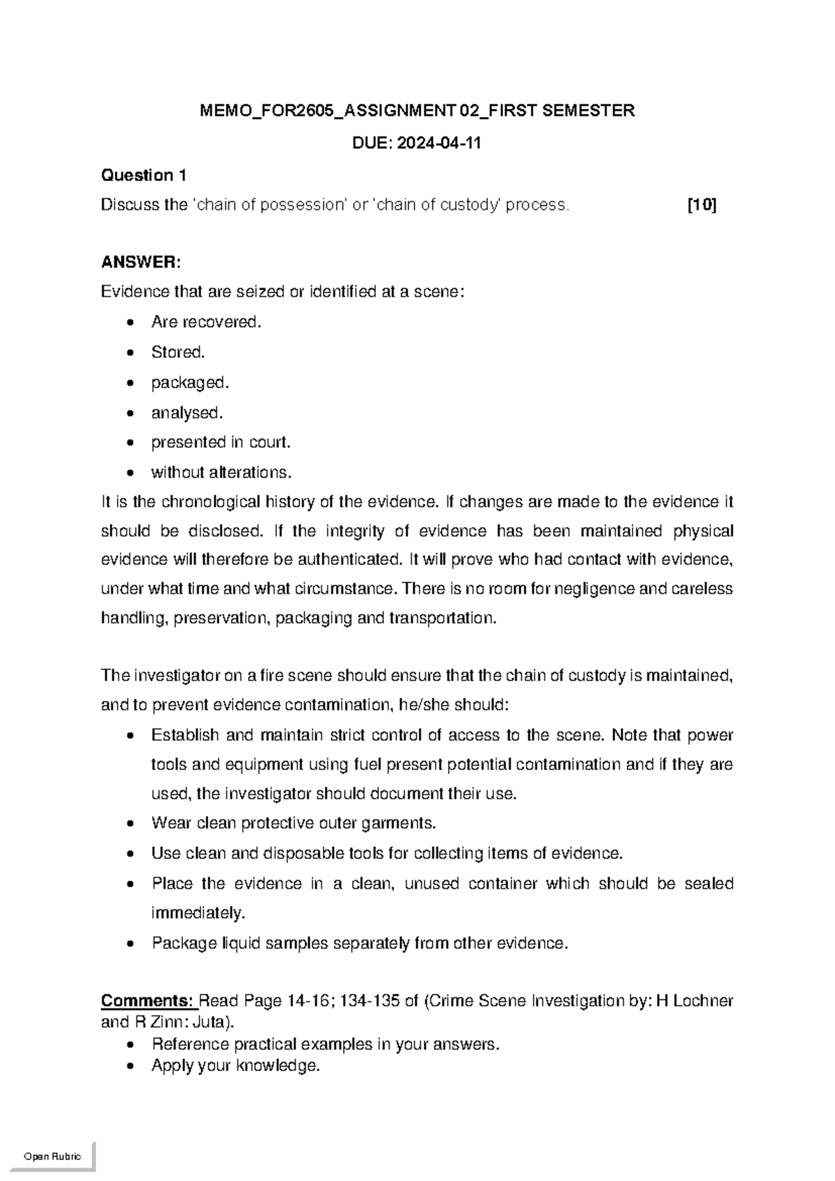 MEMO FOR2605 Assignment 02 First Semester 2024 - MEMO_FOR2605_ASSIGNMENT 0 2 _FIRST SEMESTER DUE ...