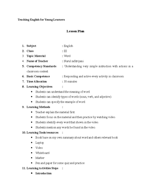 TEYL 4 - Practice - TEYL E. Worksheet How does the child most ...