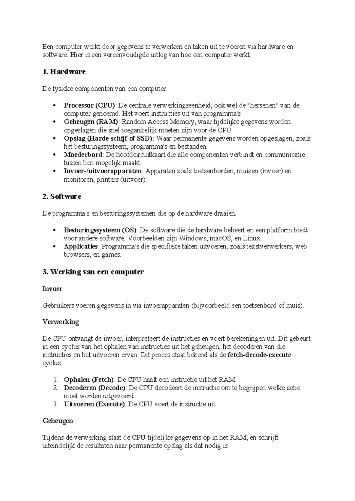 Computer - Een computer werkt door gegevens te verwerken en taken uit ...