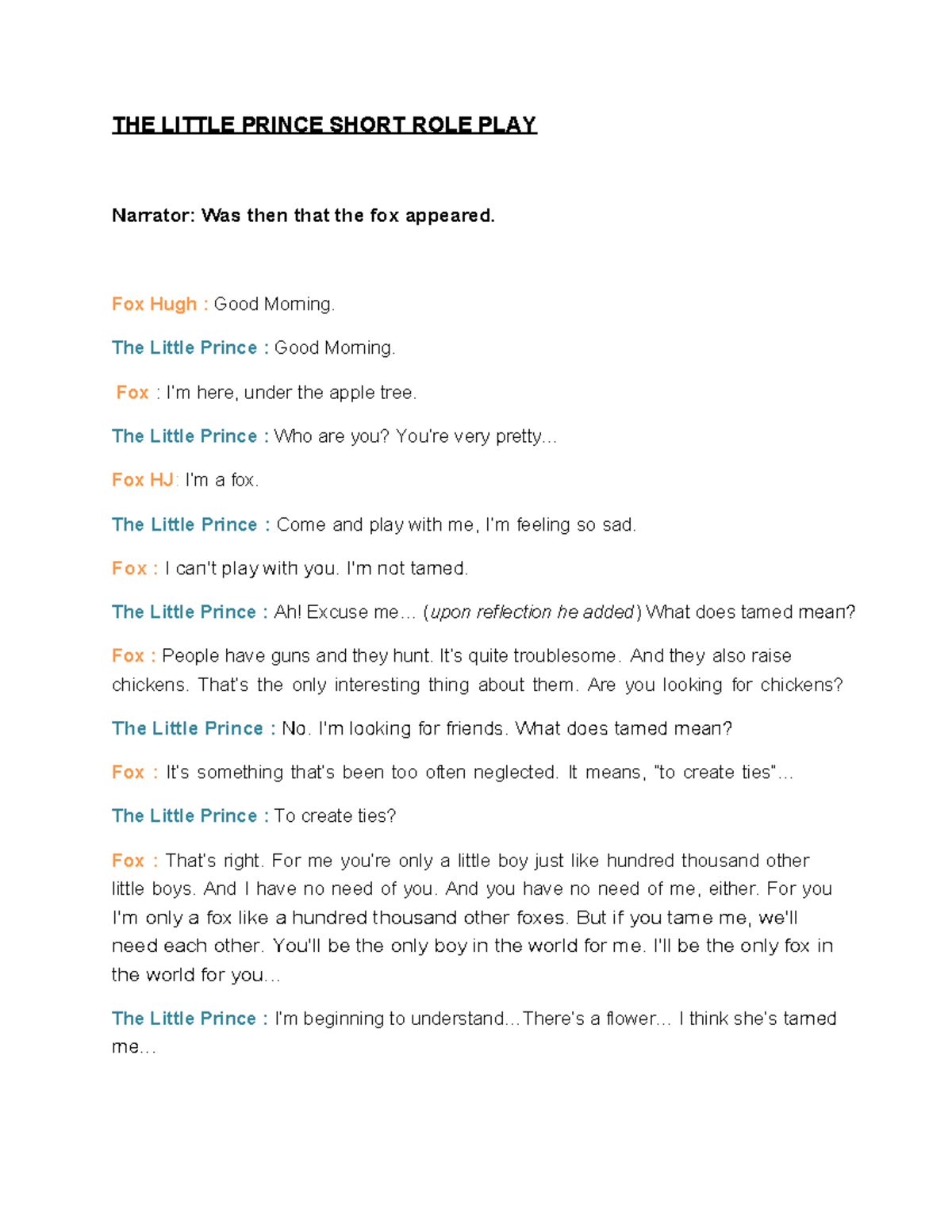 Little Prince 9 - THE LITTLE PRINCE SHORT ROLE PLAY Narrator: Was then ...