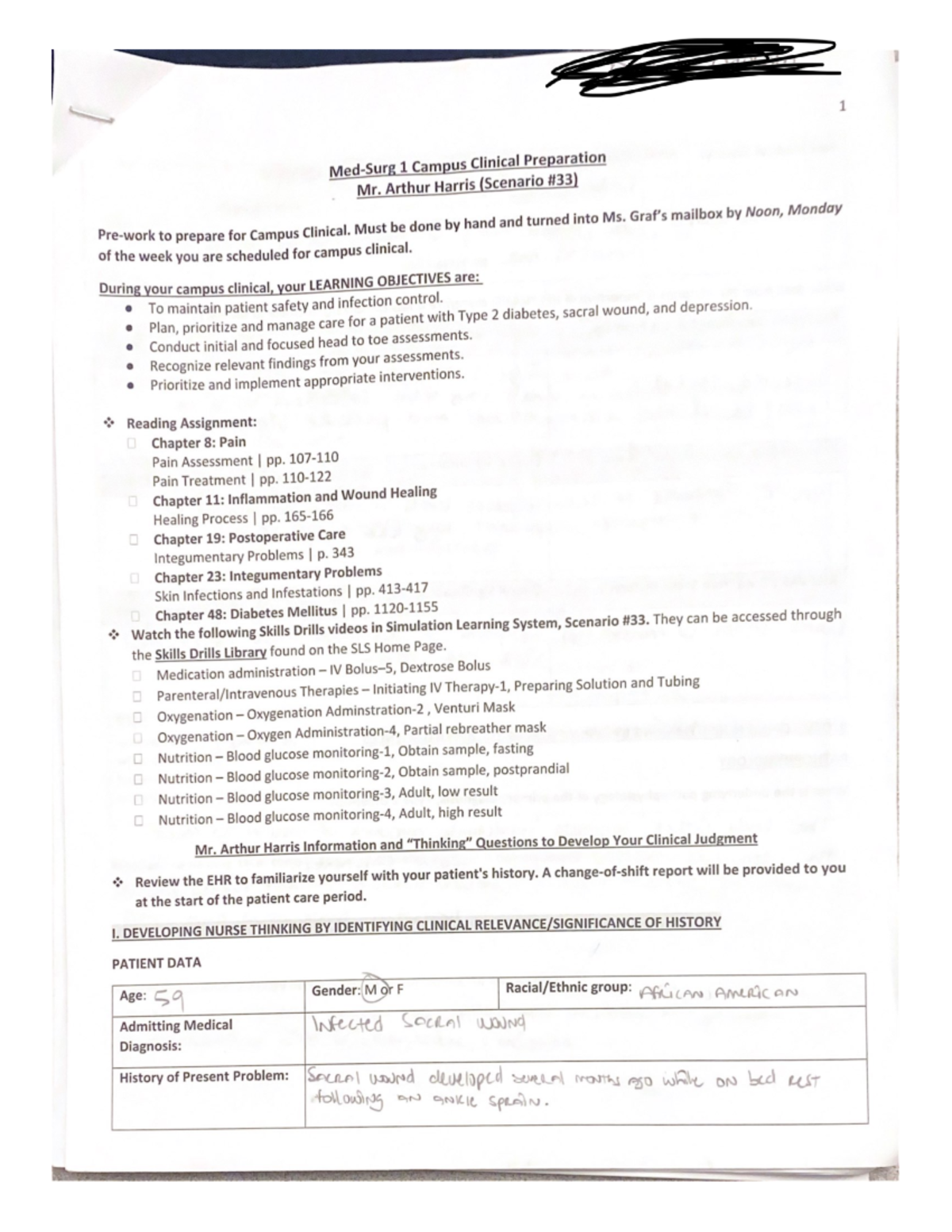 Arthur Harris Campus Clinical - 1 1 Campus Clinical Preparation Mr ...
