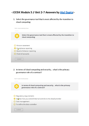 CCSK Module 2 Unit 2-7 Answers by Atul Gupta -:CCSK Module 2 // Unit 2 ...