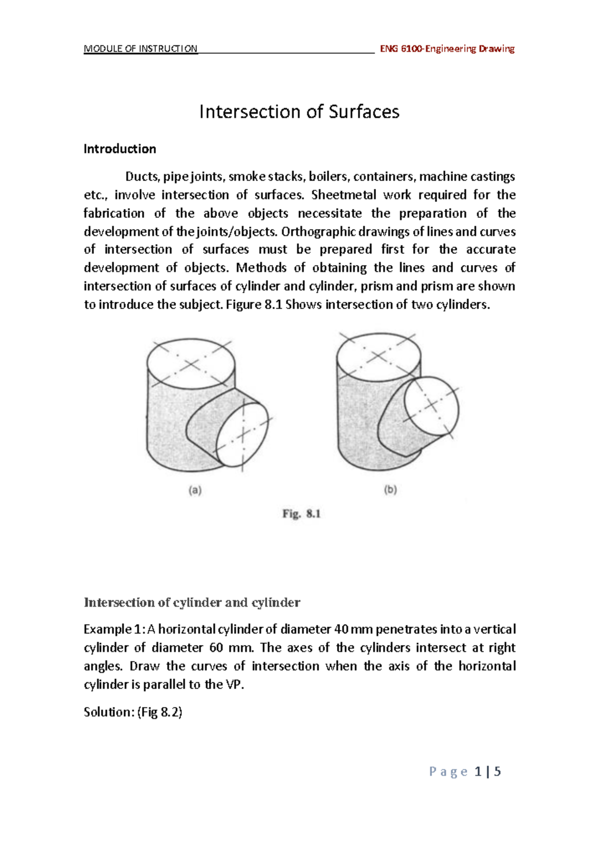 Module 8-Intersection of Surfaces - Intersection of Surfaces ...