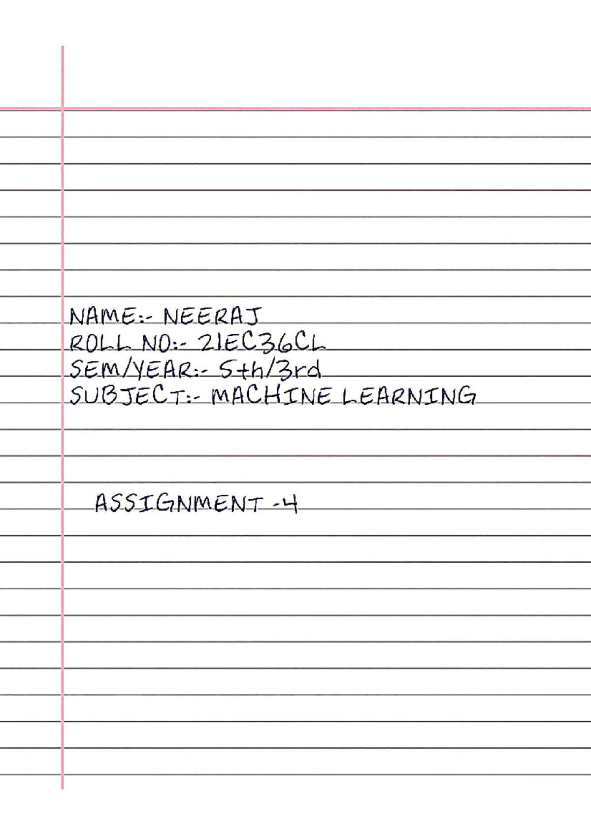 Machin Learning Assignment 04 - machine learning techniques - Studocu