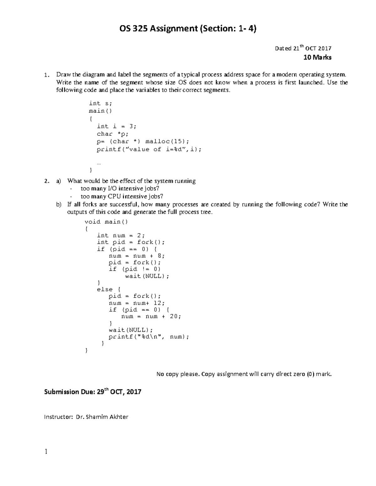 OS Assignment-1 - academic notes - OS 325 Assignment (Section: 1- 4) 1 ...