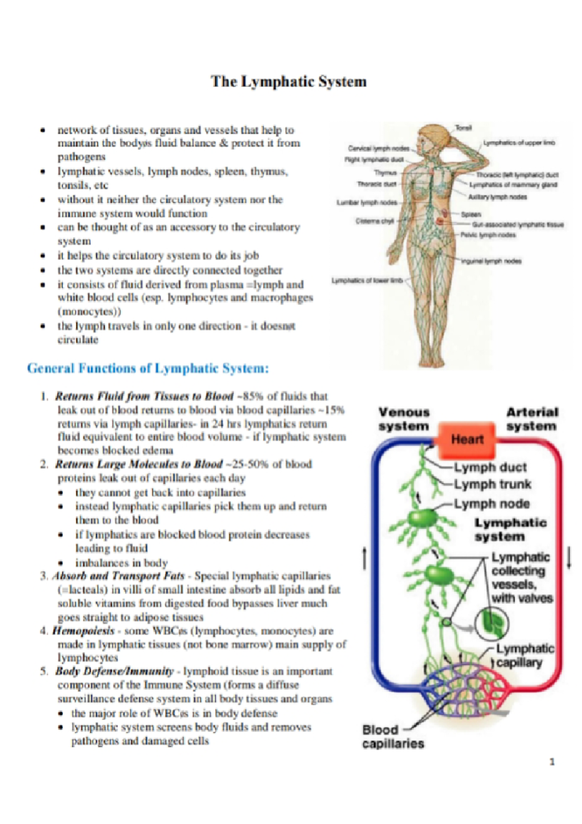 Lymphatic System: - Human anatomy and physiology - BSc NURSING - Studocu