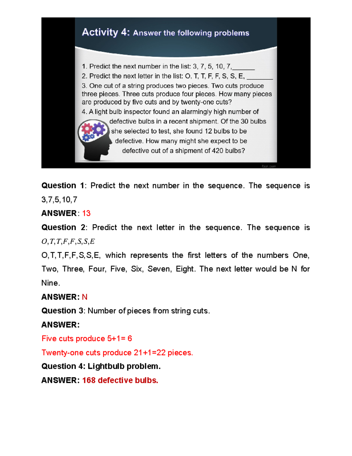 Mathematics In the Modern World - Question 1: Predict the next number ...