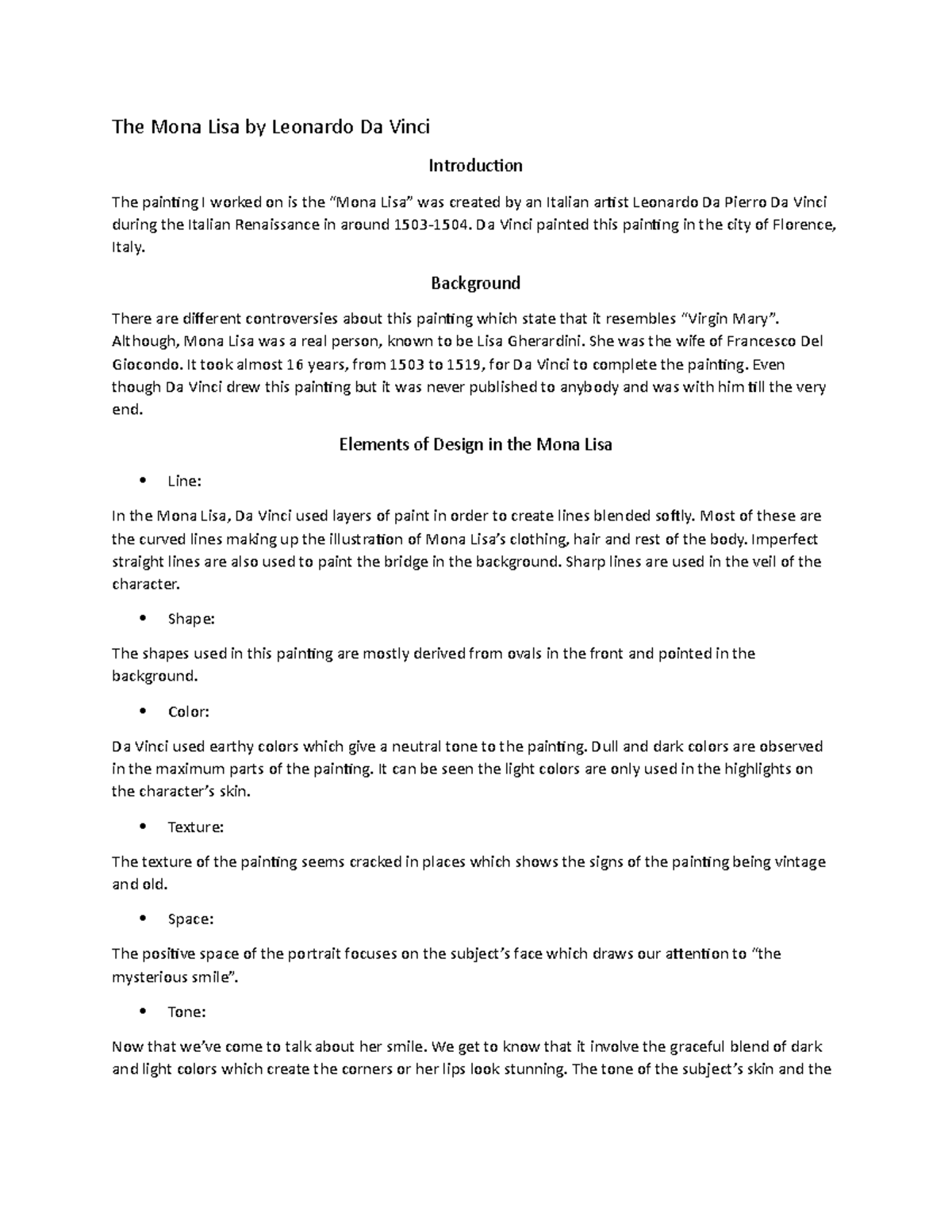 Art History Discussion Assignment Unit 1 Week 1 - The Mona Lisa by ...