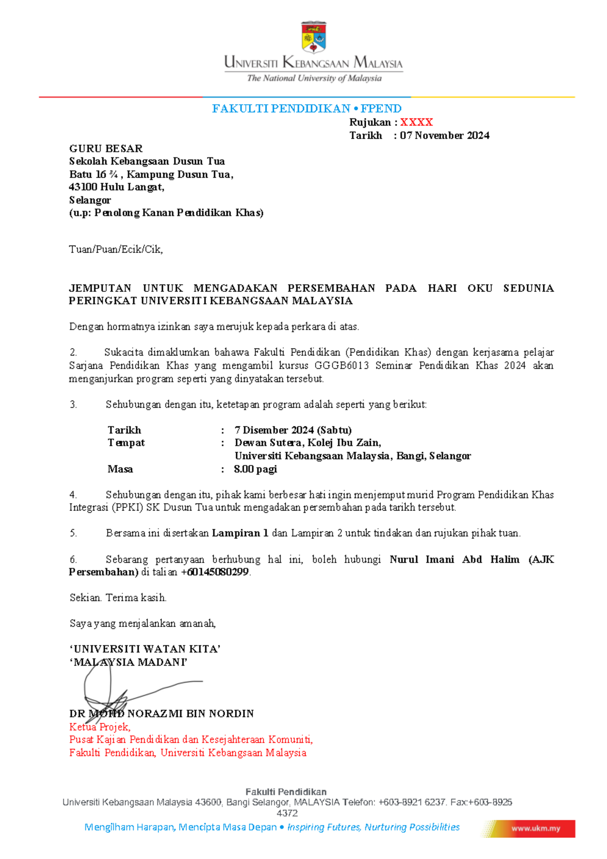 Surat Jemputan Persembahan - Fakulti Pendidikan Universiti Kebangsaan ...