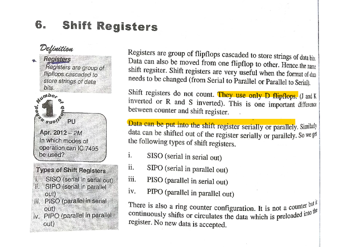 Unit 2- I shift register - Computer science - Studocu