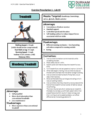 HLTH 1202 - Lab 1 Handout F22 - HLTH 1202 – Exercise Prescription 1 1 Exercise Prescription 1 ...