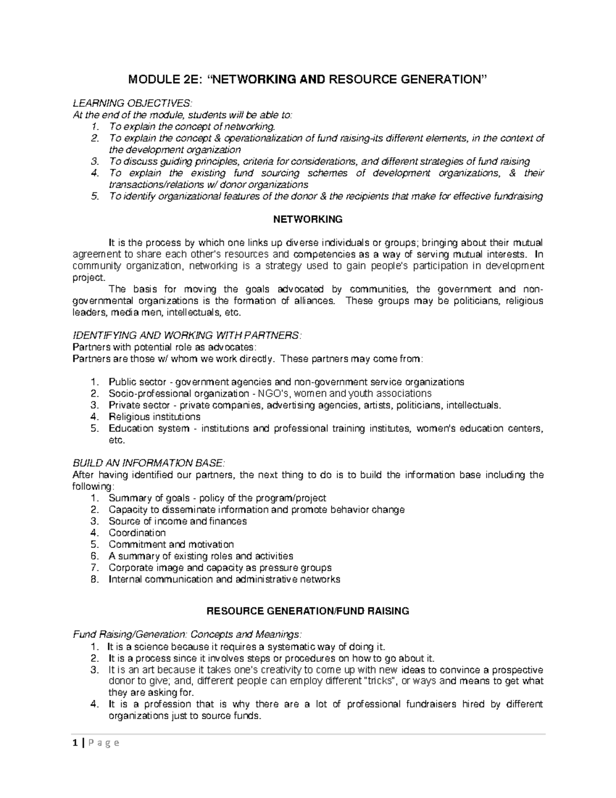 Module 2E Networking and Resource Generation - 1 | P a g e MODULE 2E ...