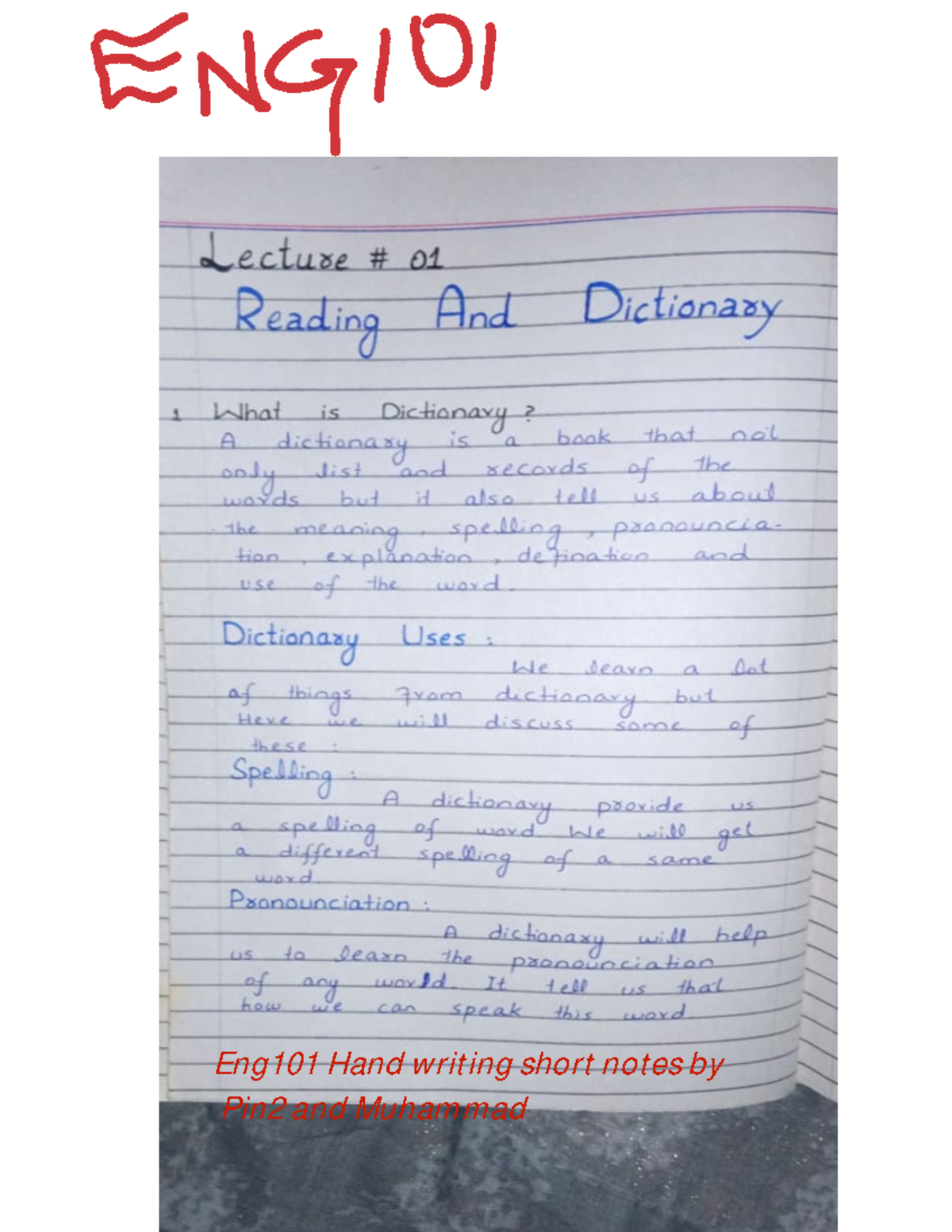 Eng101 hand writing short notes by Pin2 and Muhammad - Eng101 Hand ...