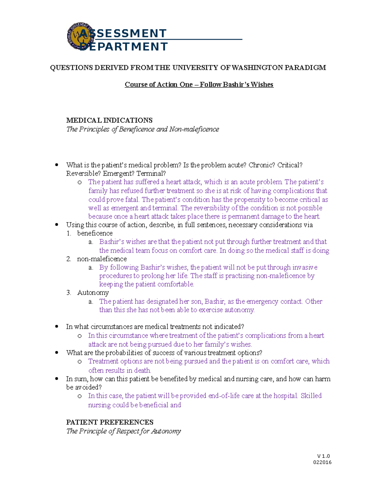 C426- Paradigm - QUESTIONS DERIVED FROM THE UNIVERSITY OF WASHINGTON ...