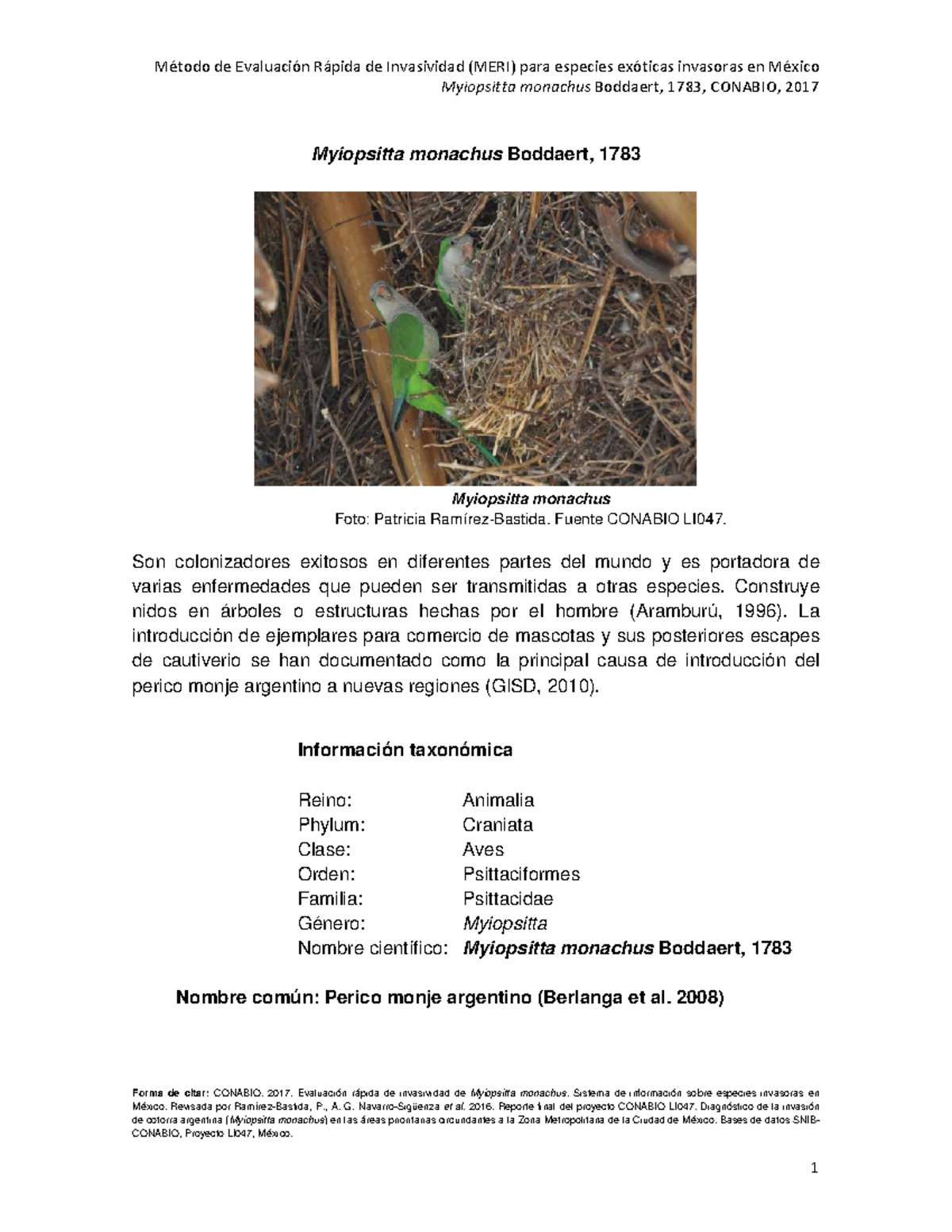 Conabio, 2017 - Método de Evaluación Rápida de Invasividad (MERI) para ...