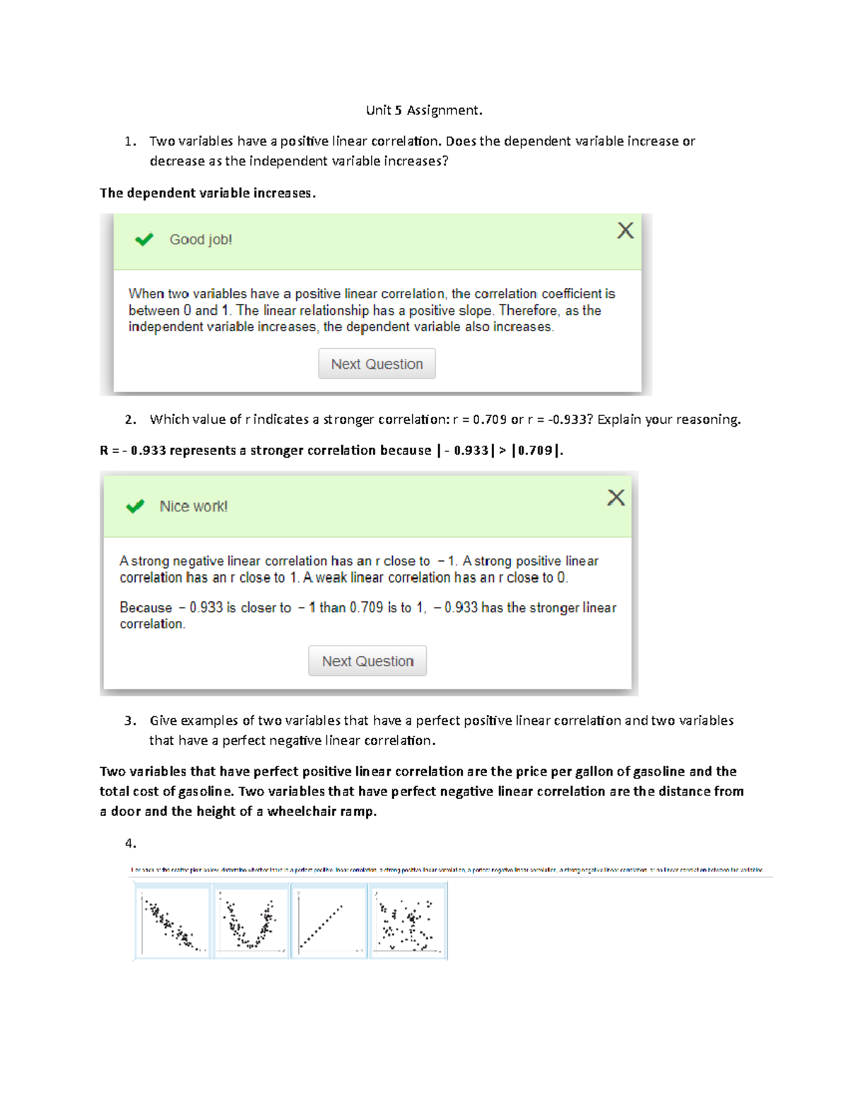 5.1 My Stat Lab - 5.1 MyStatLab - Unit 5 Assignment. Two variables have ...