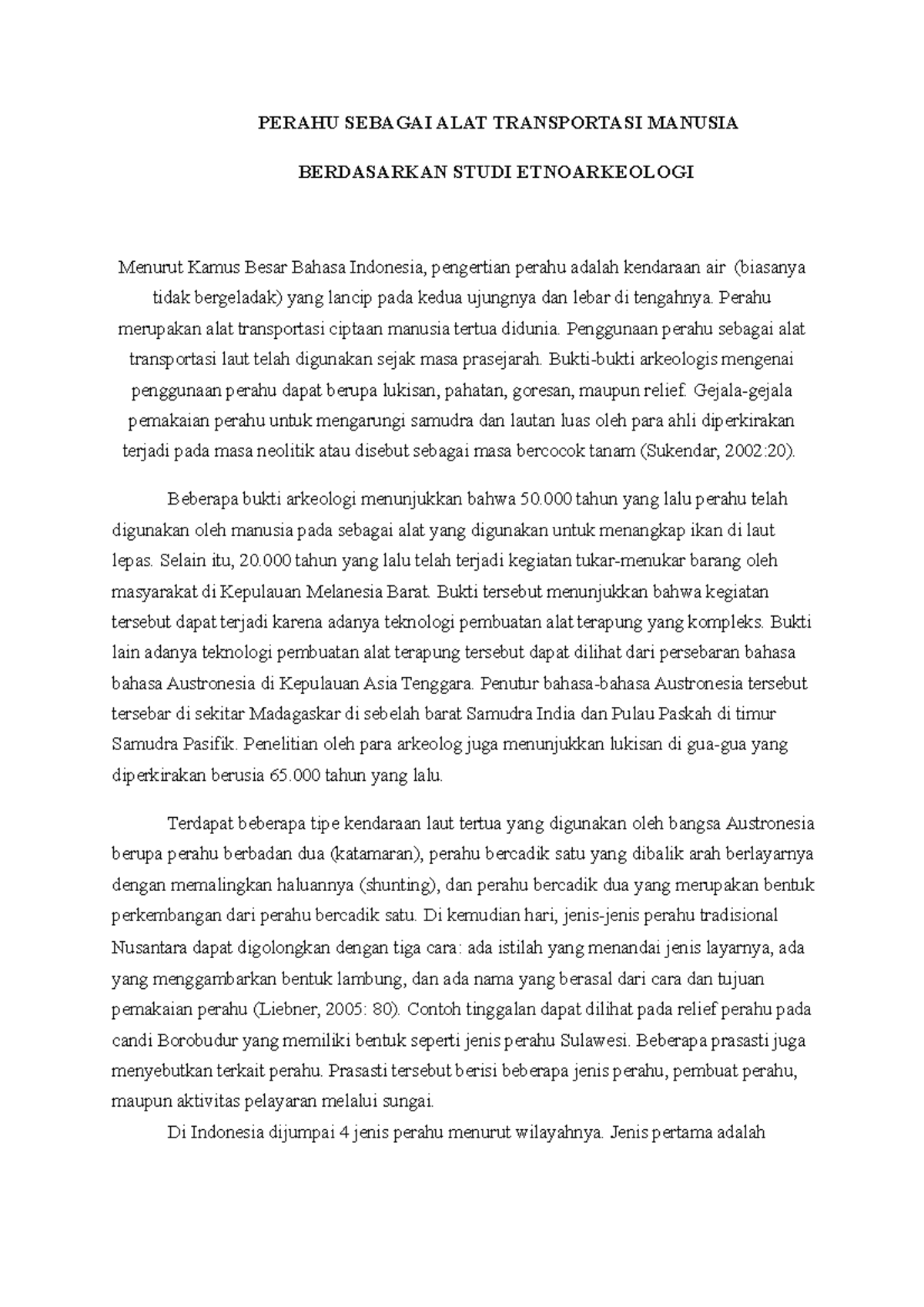 Perahu Sebagai ALAT Transportasi Manusia Berdasarkan Studi ...
