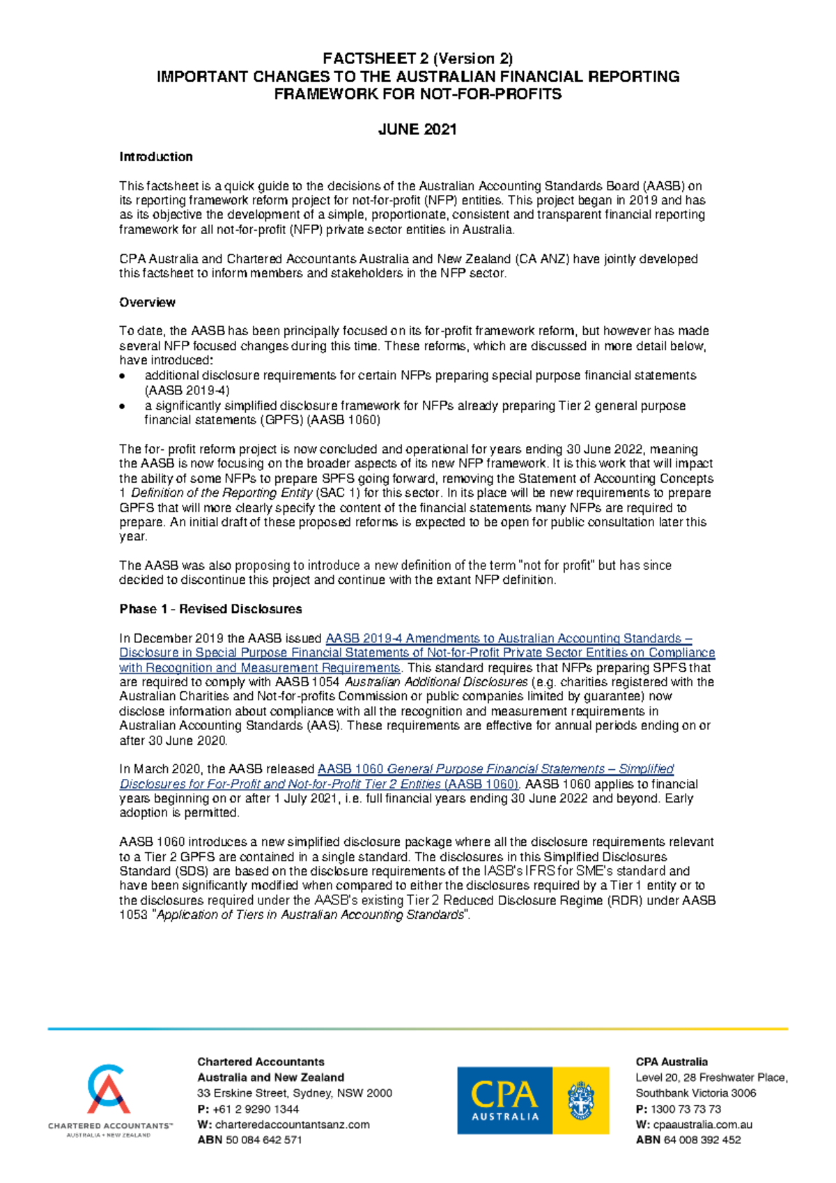 Caanz CPA joint NFPs Factsheet June 2021 - FACTSHEET 2 (Version 2 ...