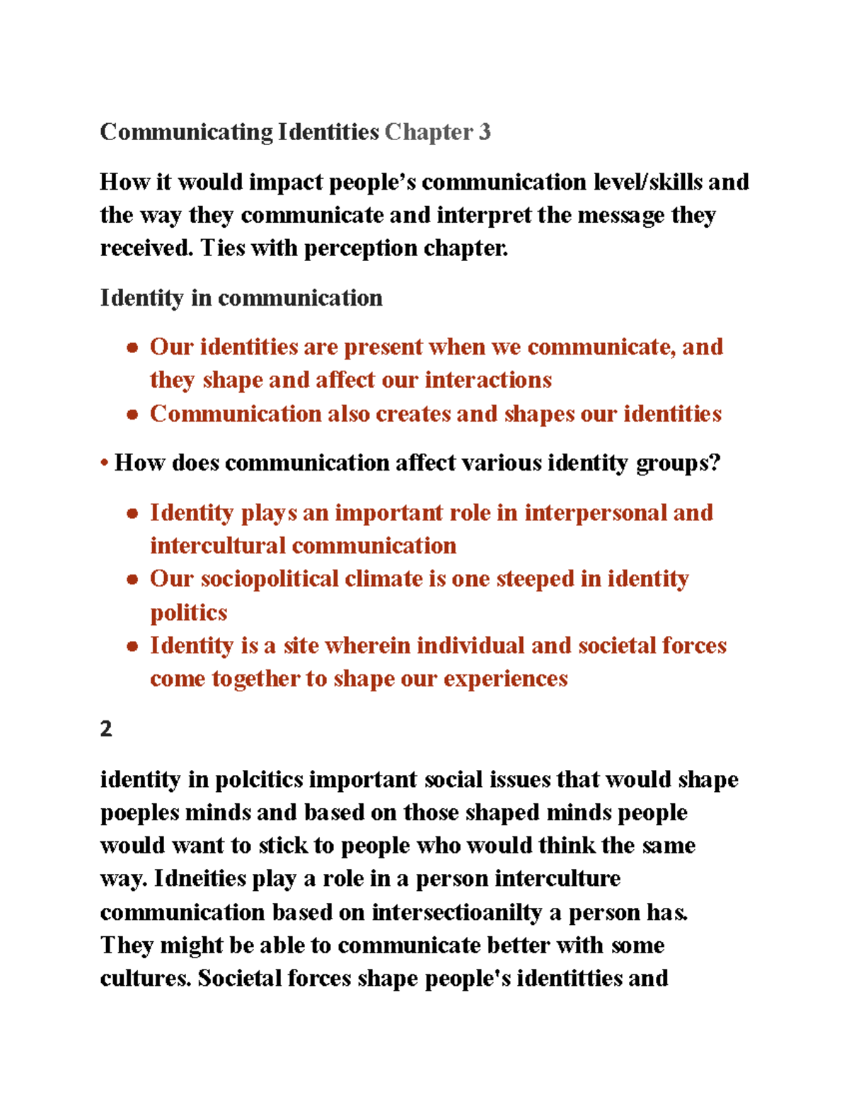 COMM 1011 CH.3 Communicating Identities - Communicating ...